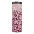 Pink Leopard Glitter Diamond Drip Monogram Thermal Thermal Tumbler | Zazzle
