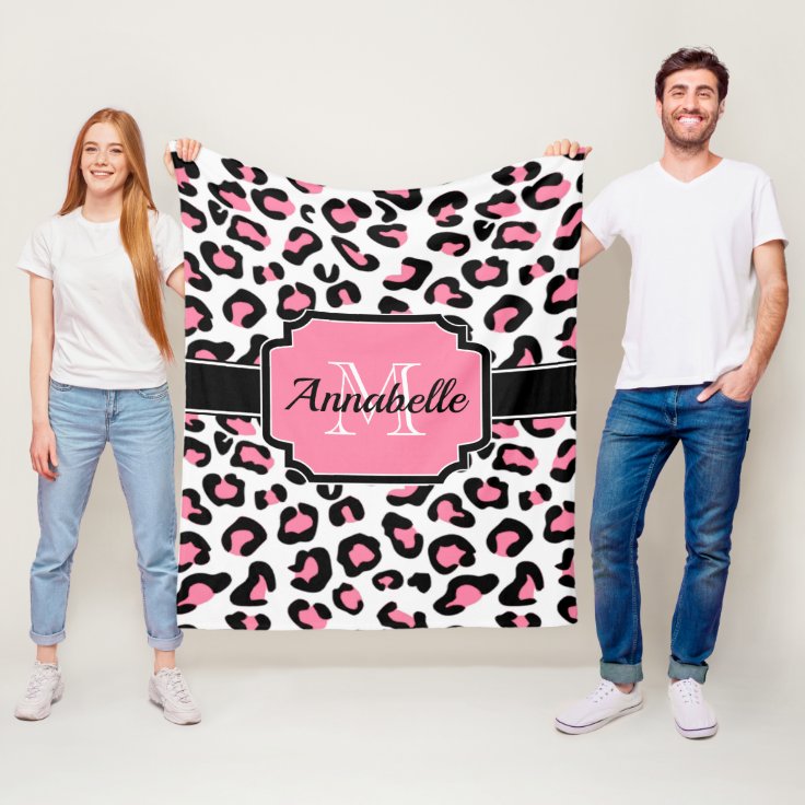 Pink Leopard Print Fleece Blanket | Zazzle