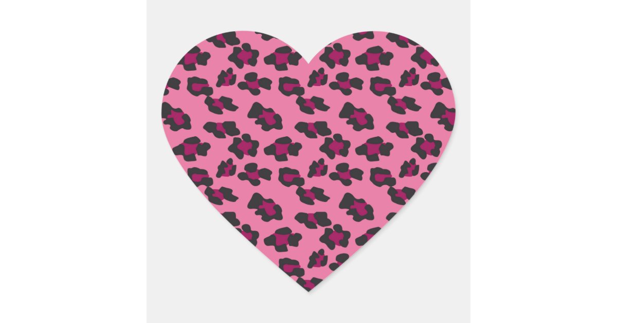 Pink Leopard Print Heart Sticker | Zazzle