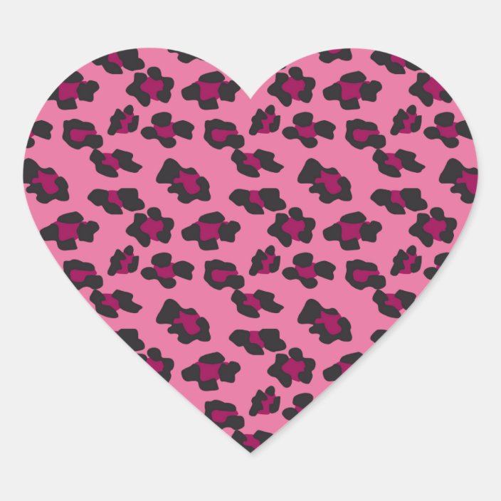 Pink Leopard Print Heart Sticker | Zazzle.com