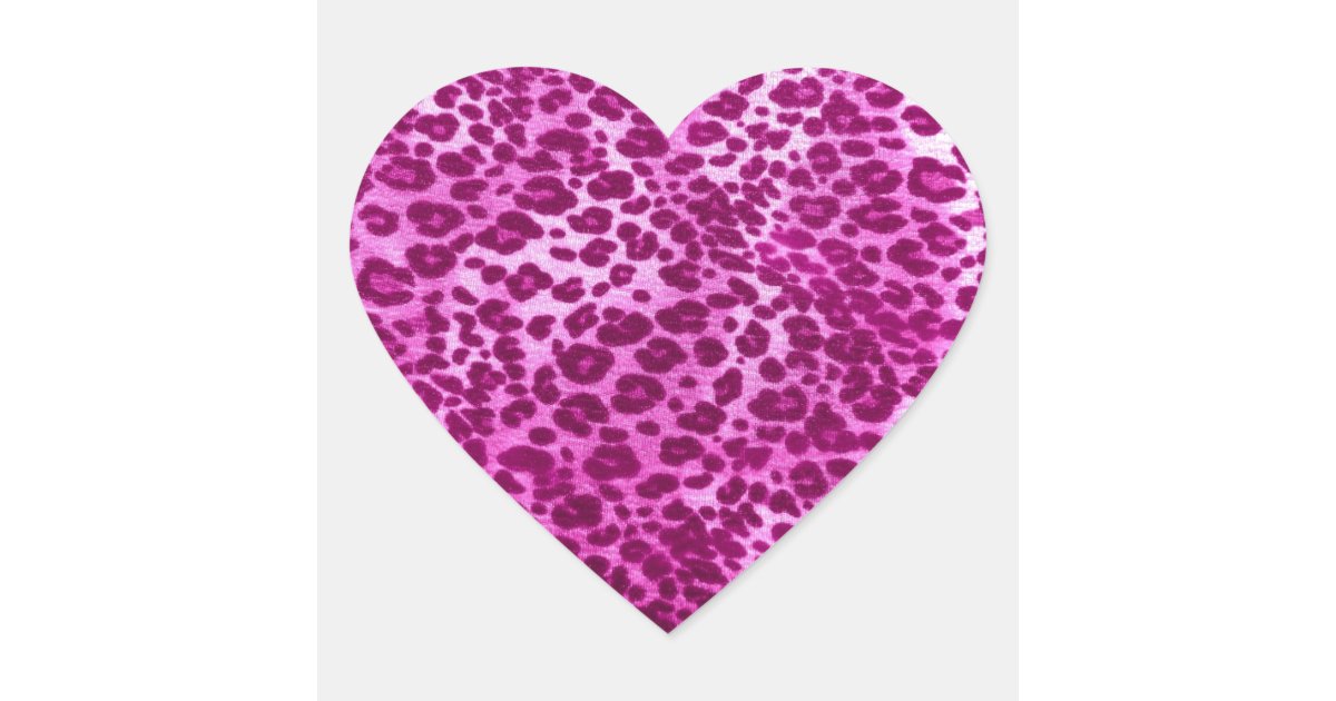 Pink leopard print heart sticker | Zazzle