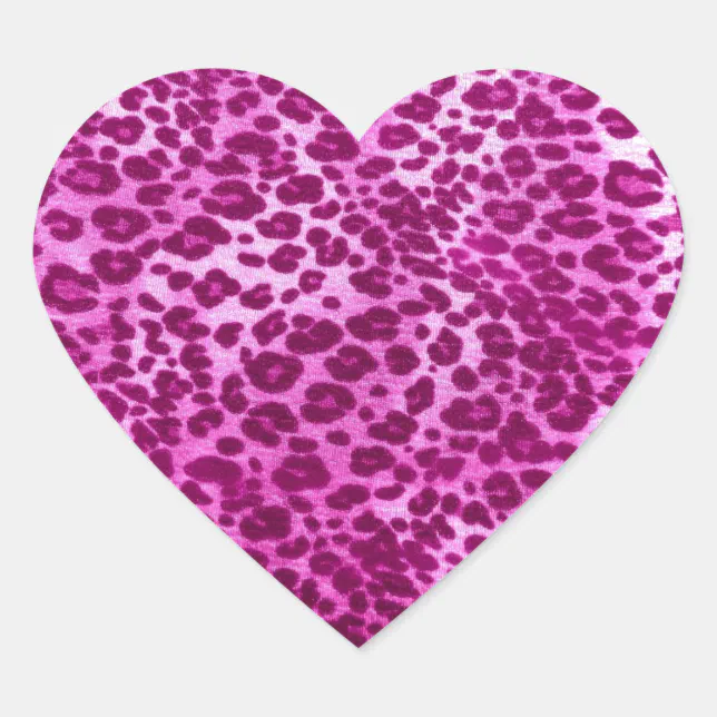Pink leopard print heart sticker | Zazzle
