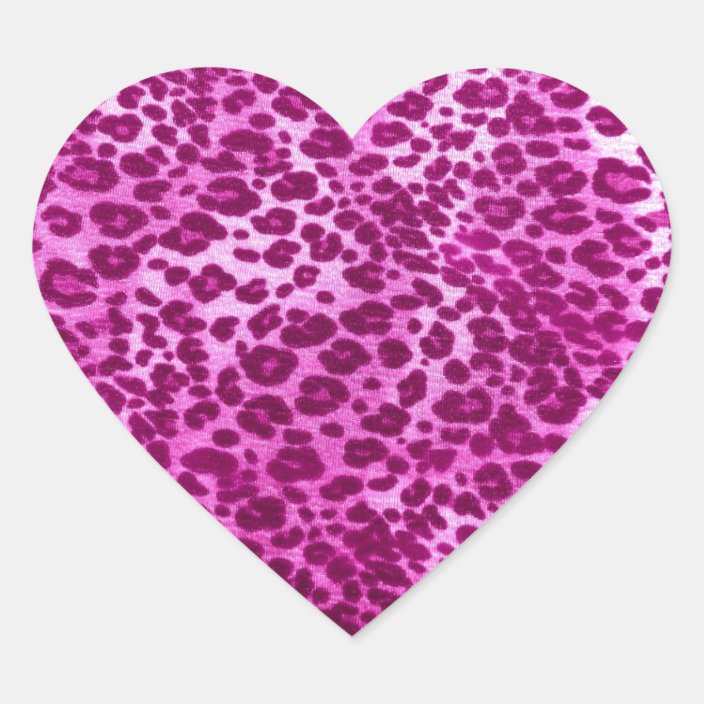 Pink leopard print heart sticker | Zazzle.com