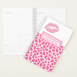 Pink Leopard Print & Leopard Kiss Planner | Zazzle