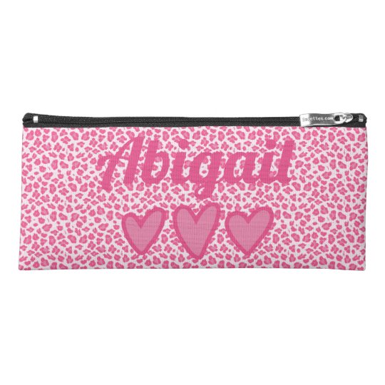 Pink Leopard Print - Personalized Pencil Case | Zazzle.com