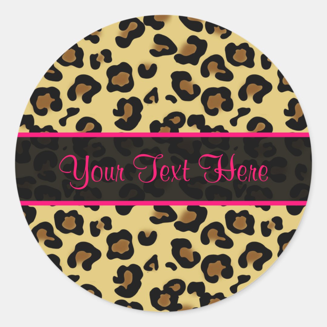 Pink Leopard Print Personalized Stickers | Zazzle
