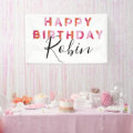 Pink Letters Simple Style Personalized Birthday Banner | Zazzle