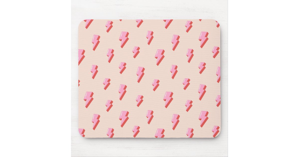 Pink Lightning Bolt Pattern Mouse Pad | Zazzle