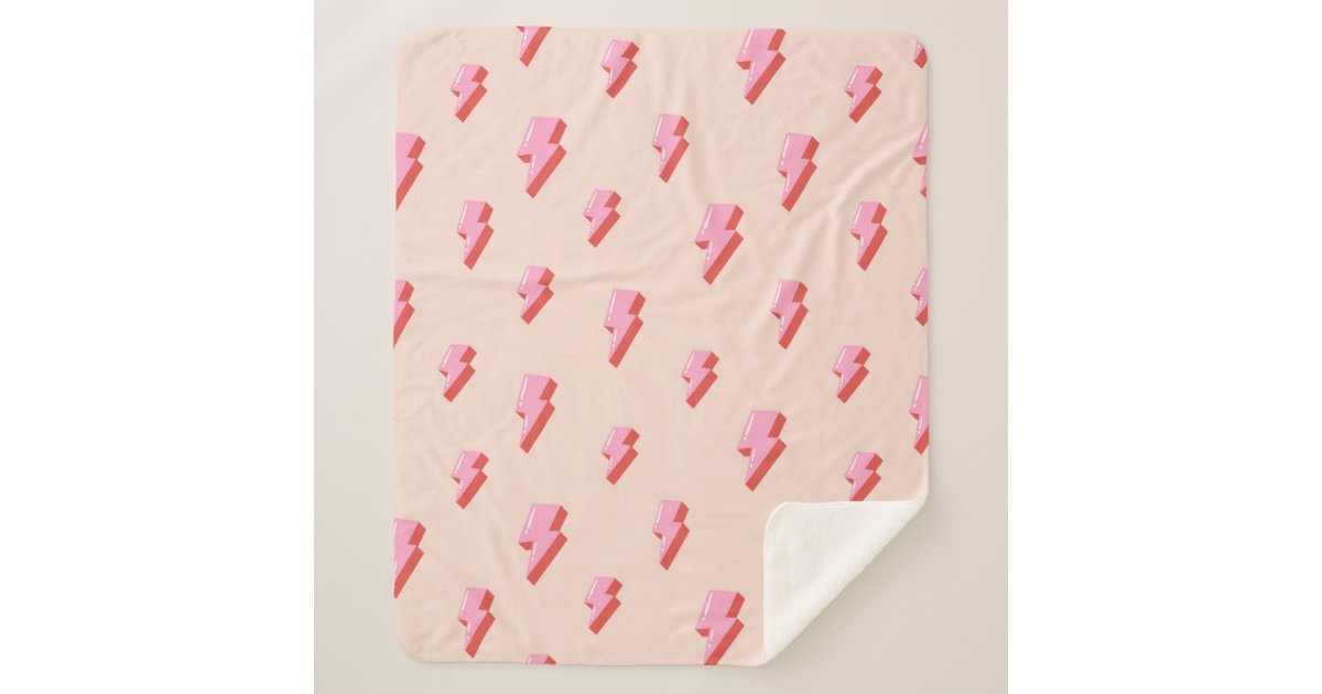 Pink Lightning Bolt Pattern Sherpa Blanket | Zazzle