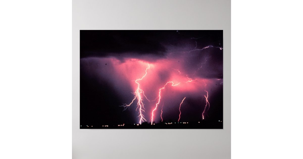 Pink lightning poster | Zazzle
