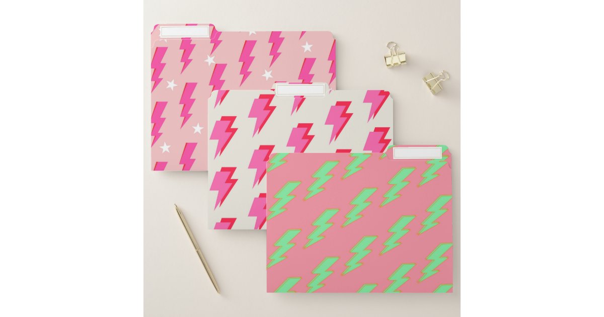 Pink Lightning Stylish Back-to-School Organizer File Folder | Zazzle