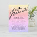 Pink Lilac Glitter Graduate Graduation Cap Party Invitation | Zazzle