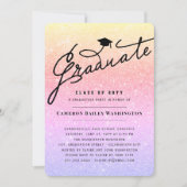 Pink Lilac Glitter Graduate Graduation Cap Party Invitation | Zazzle