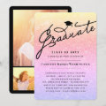 Pink Lilac Glitter Graduate Graduation Cap Party Invitation | Zazzle