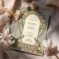 Pink Lilies Spring Art Nouveau Wedding Invitation | Zazzle