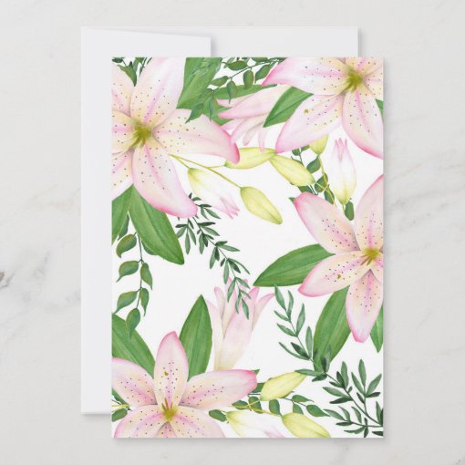 Pink Lily Floral Birthday Party Invitation Ladies | Zazzle