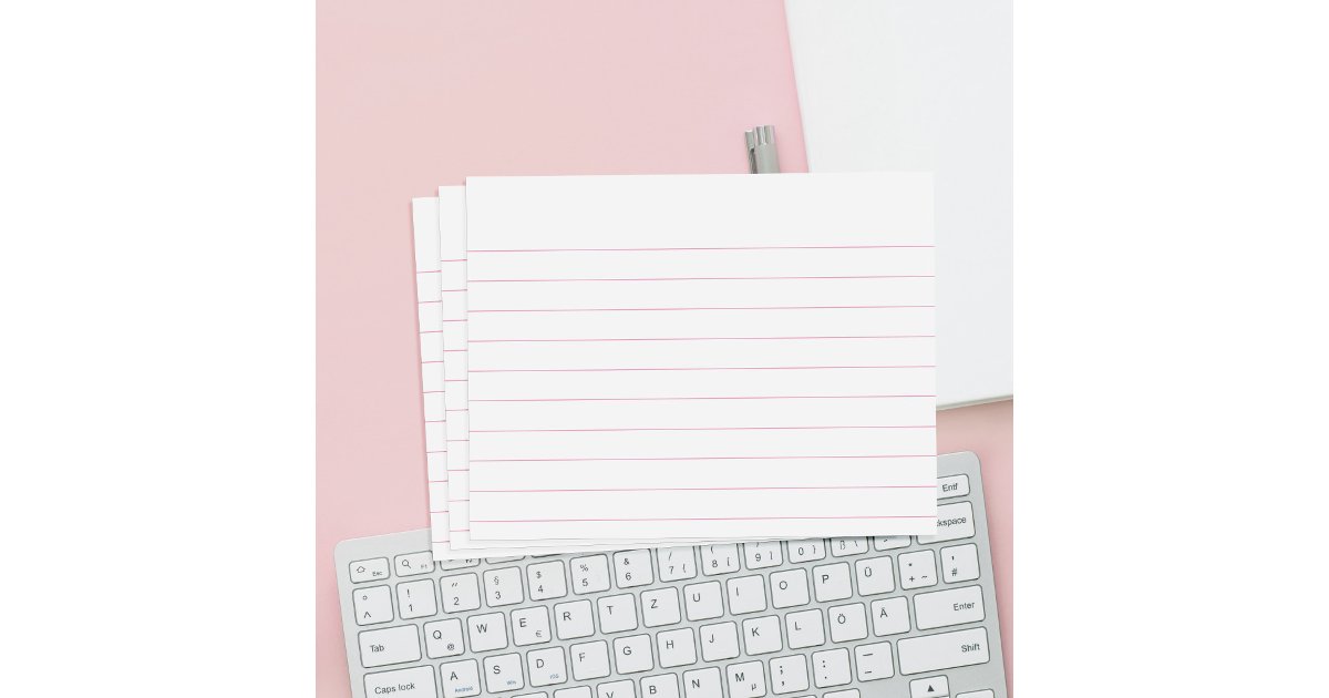 Pink Line Ruled Index Note Card | Zazzle