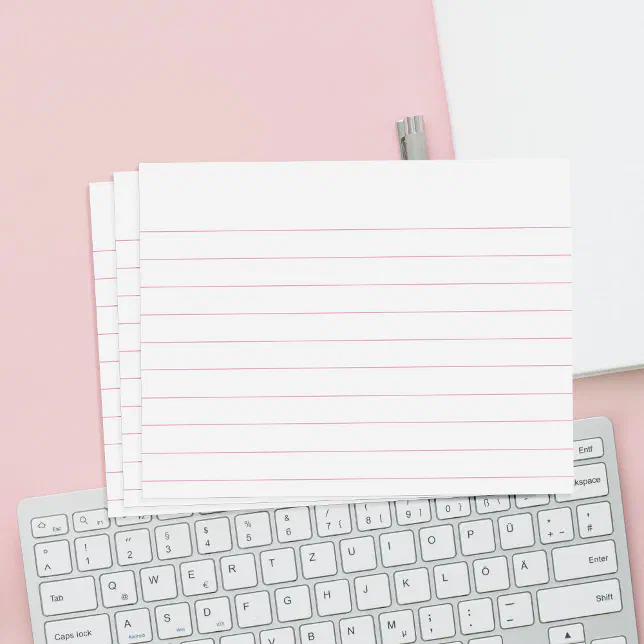 Pink Line Ruled Index Note Card | Zazzle