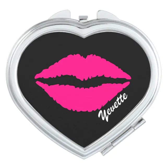 Pink Lip Print Custom Compact Mirror | Zazzle