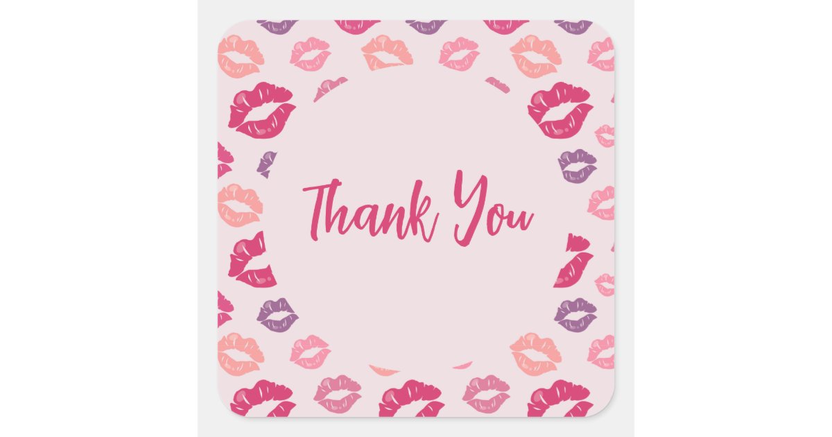 Pink Lips Glam Party Thank You Favor Sticker | Zazzle