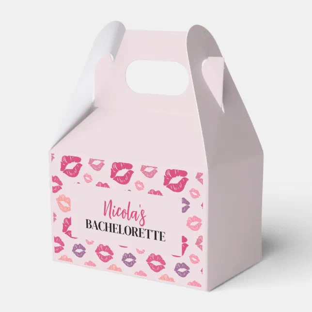 Pink Lips Kiss Bachelorette Party Favor Box | Zazzle