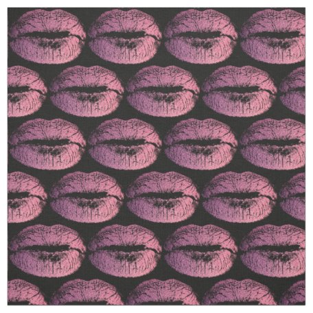 Pink Glitter Lips Fabric | Zazzle