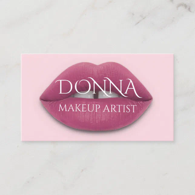 Pink Lips QR Code Logo Makeup Lipstick Gloss Business Card | Zazzle