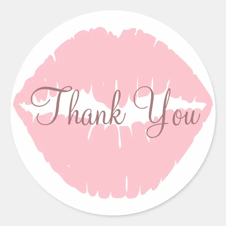 Pink Lips Thank You Classic Round Sticker | Zazzle