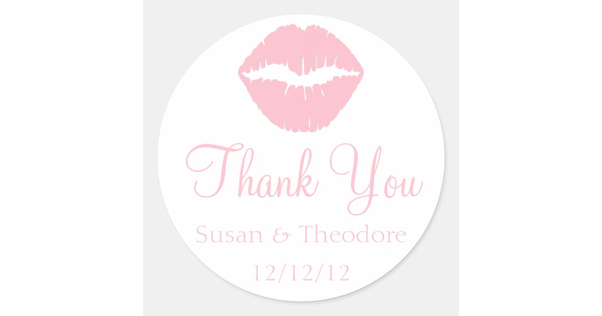 Pink Lips Thank You Classic Round Sticker | Zazzle