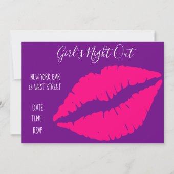 Pink Lipstick fun girl's night out Party Invitation | Zazzle