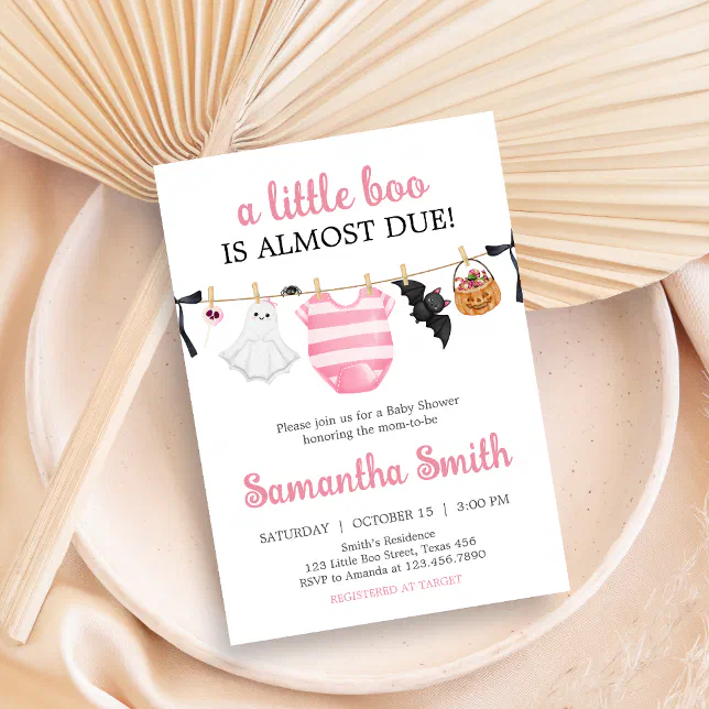 Pink Little Boo Baby Shower Invitation | Zazzle