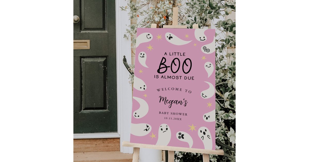 Pink Little Boo Baby Shower Welcome Sign | Zazzle