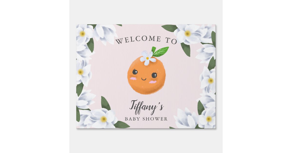 Pink Little Cutie Floral Welcome Sign | Zazzle