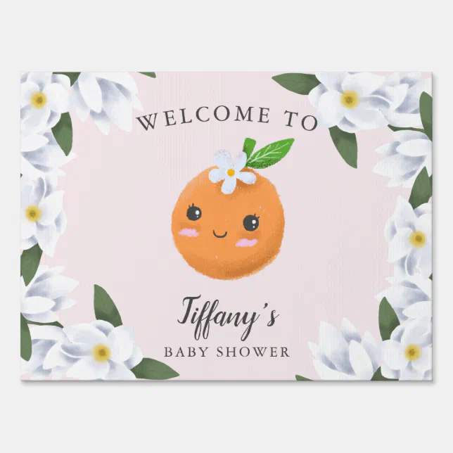 Pink Little Cutie Floral Welcome Sign | Zazzle