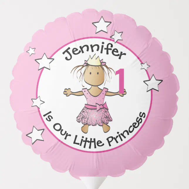 Pink Little Princess 1st Birthday Cute Cartoon Balloon | Zazzle