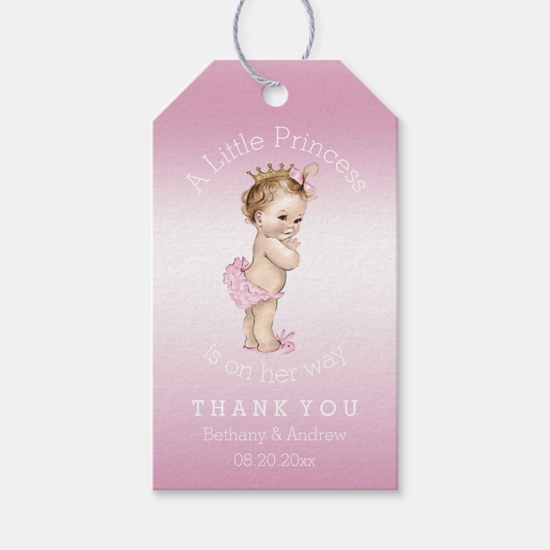 Pink Little Princess Baby Shower Personalized Gift Tags | Zazzle