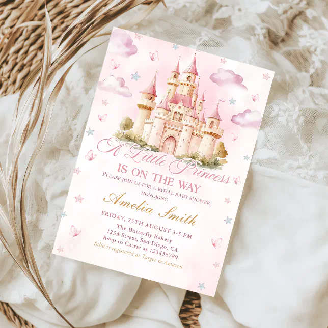 Pink Little Princess Royal Castle Baby Shower Invitation | Zazzle