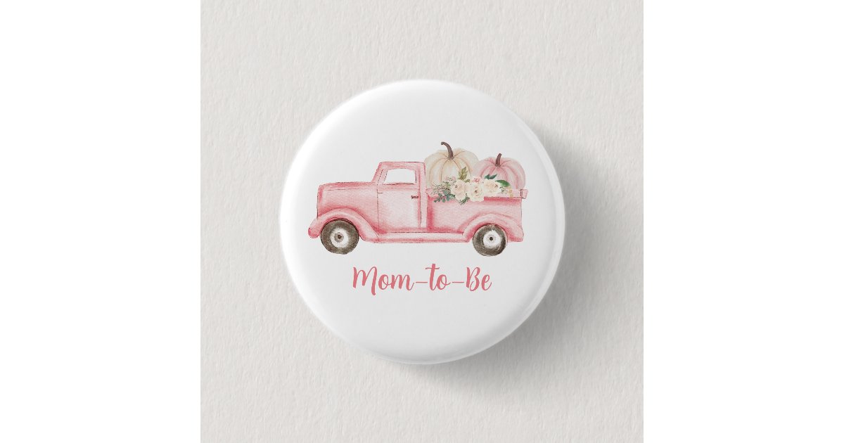 Pink Little Pumpkin Baby Shower Mom to Be Button | Zazzle