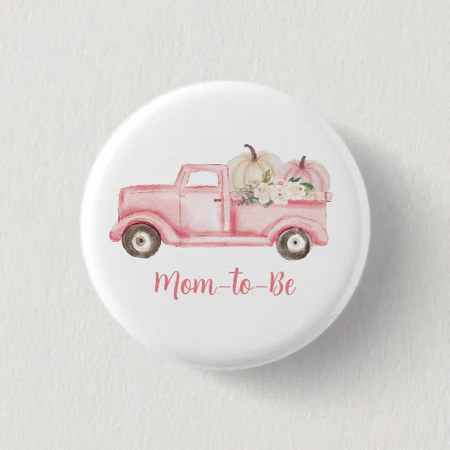 Pink Little Pumpkin Baby Shower Mom to Be Button | Zazzle