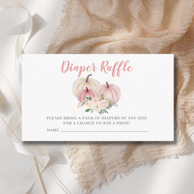 Pink Little Pumpkin Diaper Raffle Ticket Enclosure Card | Zazzle