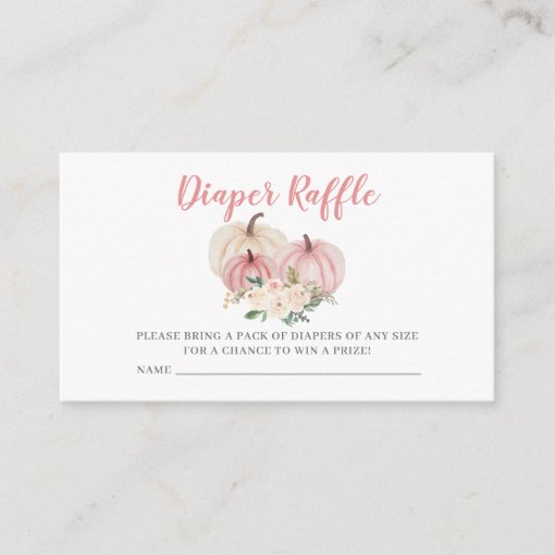 Pink Little Pumpkin Diaper Raffle Ticket Enclosure Card | Zazzle