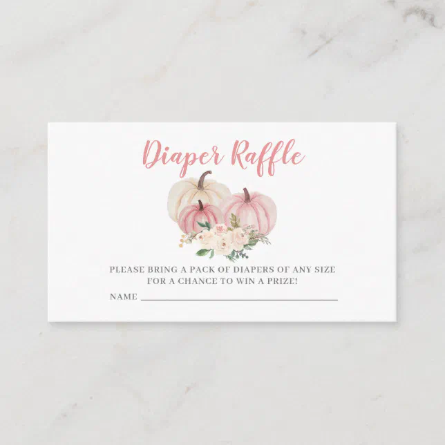 Pink Little Pumpkin Diaper Raffle Ticket Enclosure Card | Zazzle