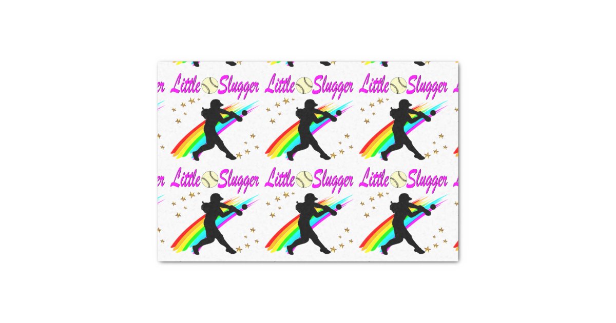 PINK LITTLE SLUGGER SOFTBALL GIRL DESIGN TISSUE PAPER | Zazzle