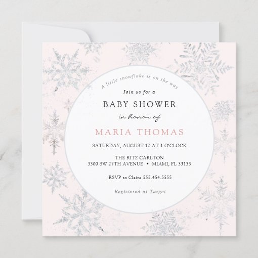 Pink Little Snowflake Baby Shower Invitation | Zazzle