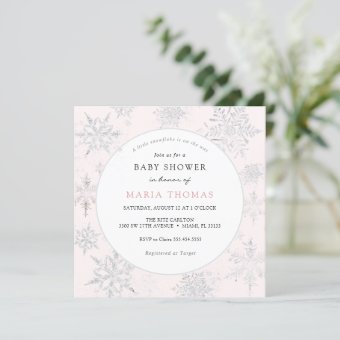 Pink Little Snowflake Baby Shower Invitation | Zazzle