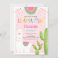Pink Llama Cactus Birthday Invitation | Zazzle
