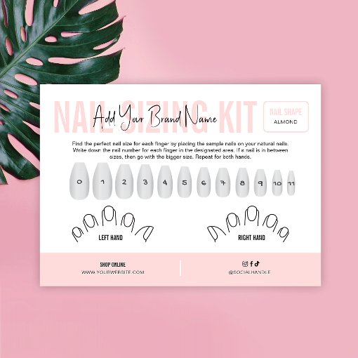 Pink Logo Artificial Nails Sizing Kit Display Card | Zazzle
