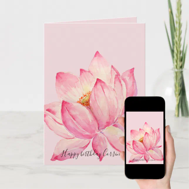 Pink Lotus Flower Card | Zazzle