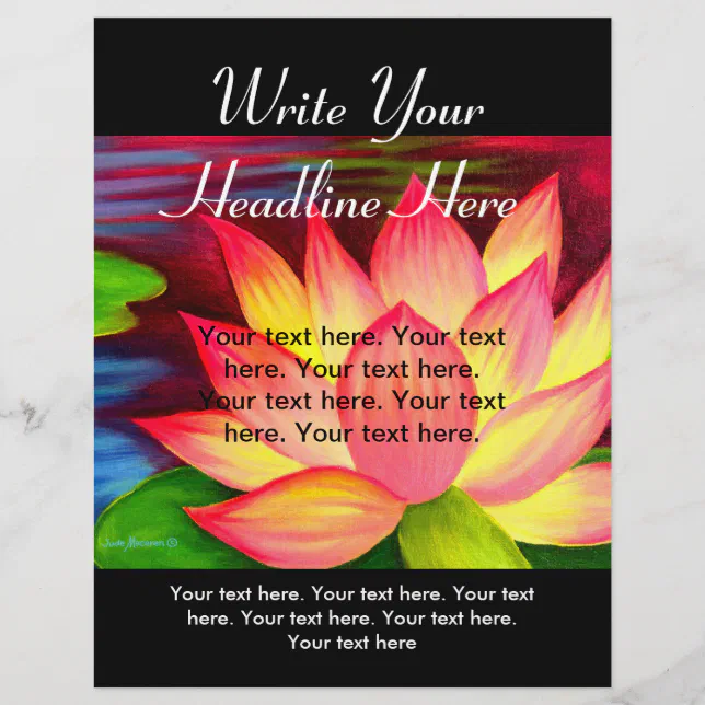Pink Lotus Flower Painting Flyer | Zazzle