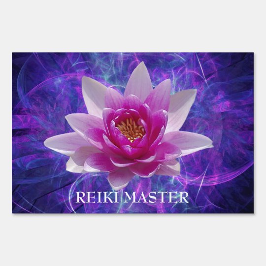 Pink lotus flower Reiki master Yard Sign | Zazzle.com